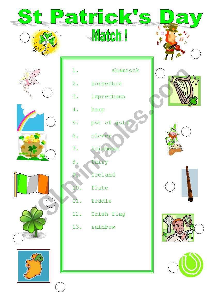 St Patrick´s Day !!!!!!!!!!!!!!!!!! match - ESL worksheet by lobeni