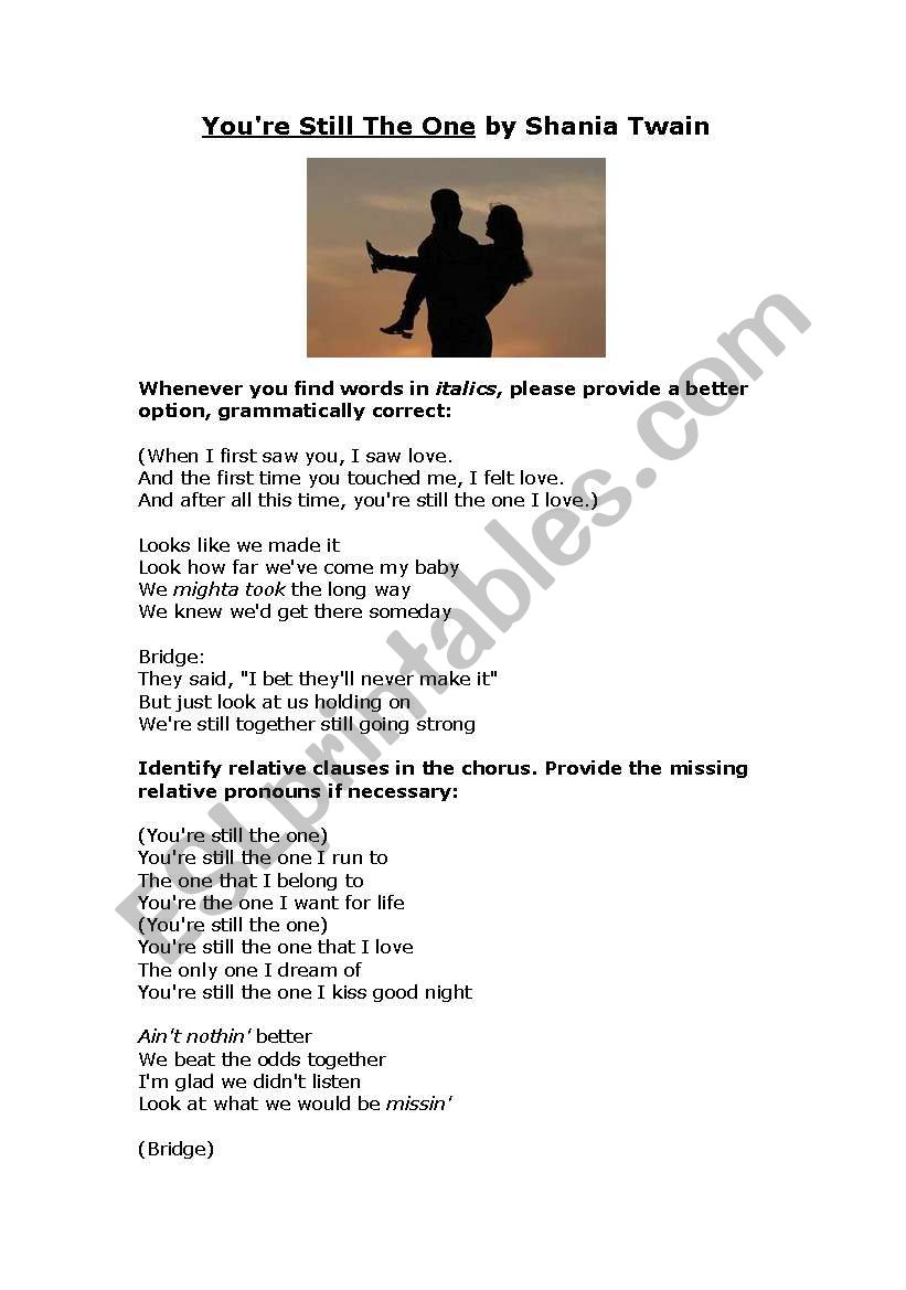 You´re still the one - ESL worksheet by MarianaC