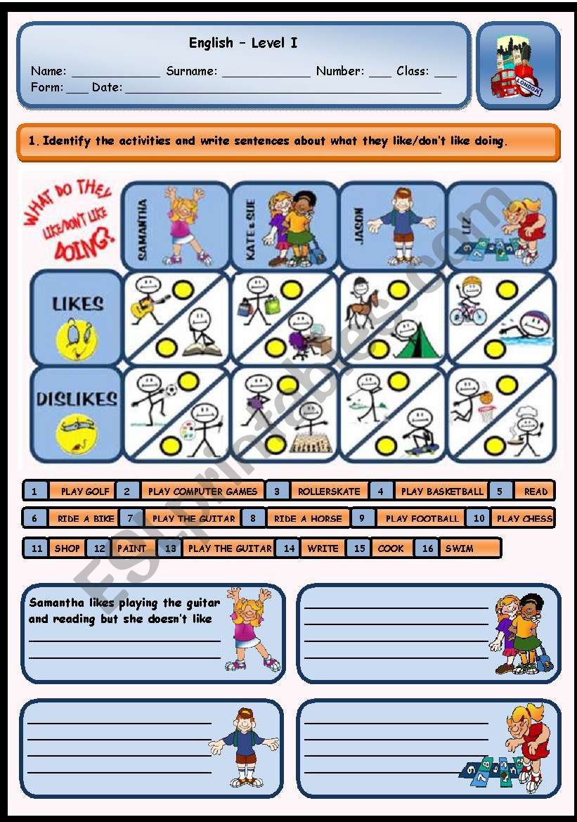 WHAT DO THEY LIKE/DON´T LIKE DOING? - ESL worksheet by xani