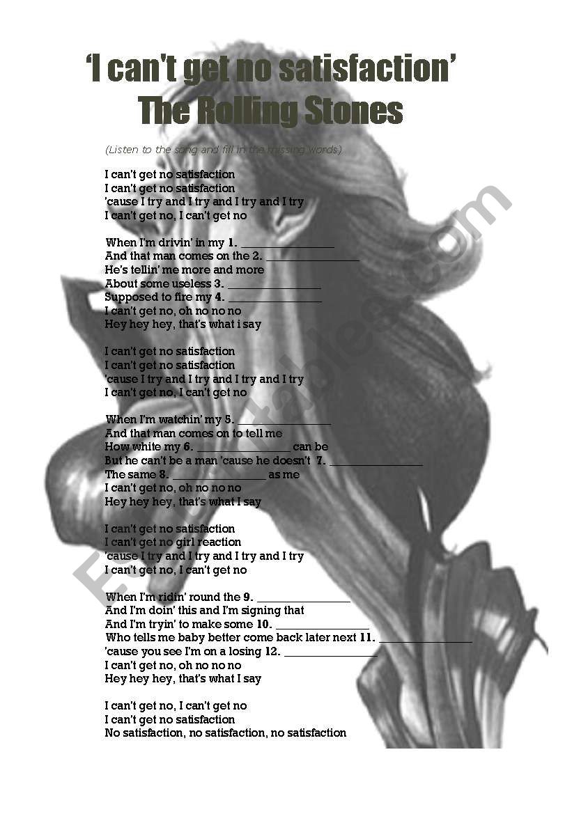 I can´t get no satisfaction by The Rolling Stones (listening activity ...
