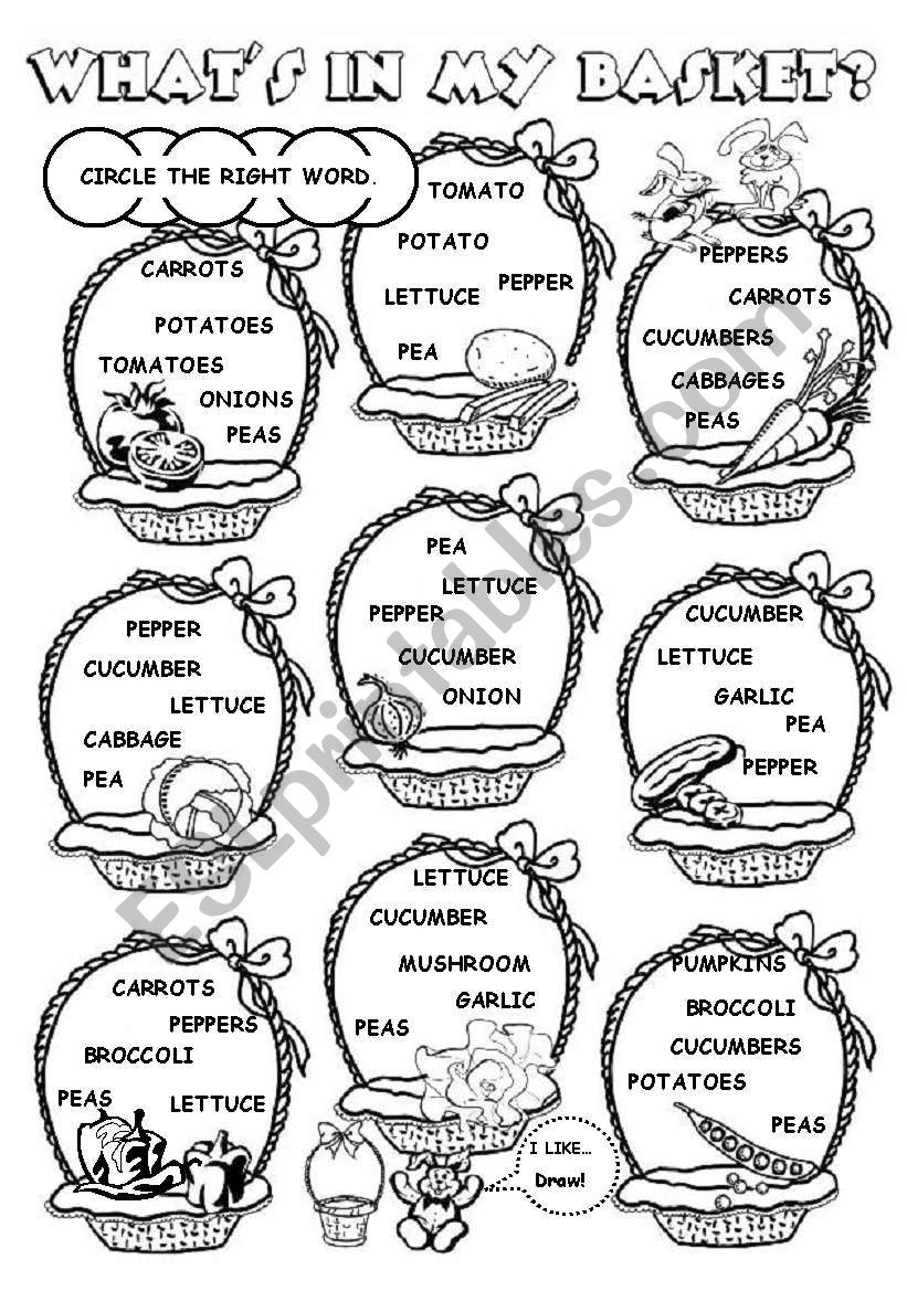 What´s in my basket? (vegetables) - ESL worksheet by gabitza