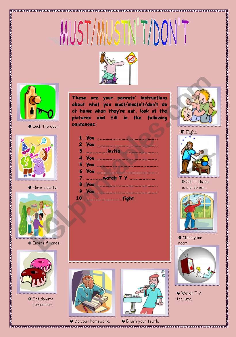 MUST/MUSTN´T/DON´T - ESL worksheet by maynoo