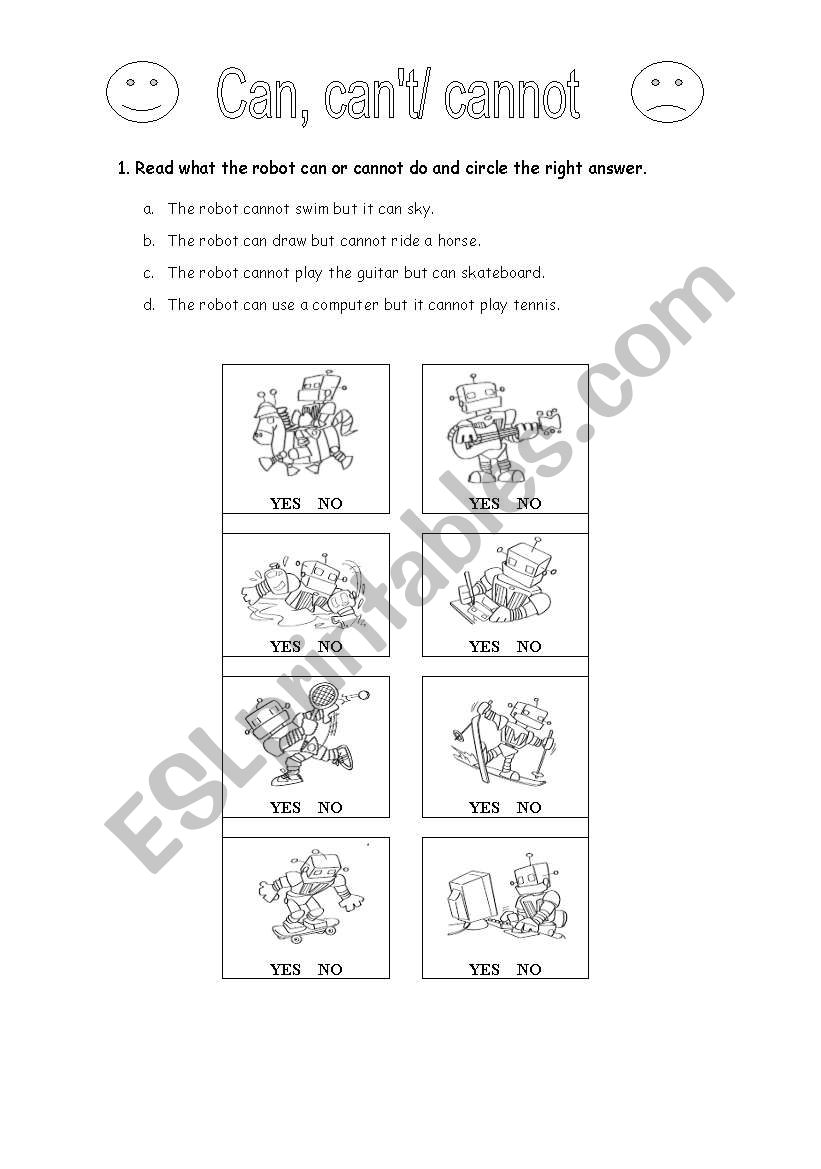 Can and cannot/ can´t. Elementary - ESL worksheet by Breuil