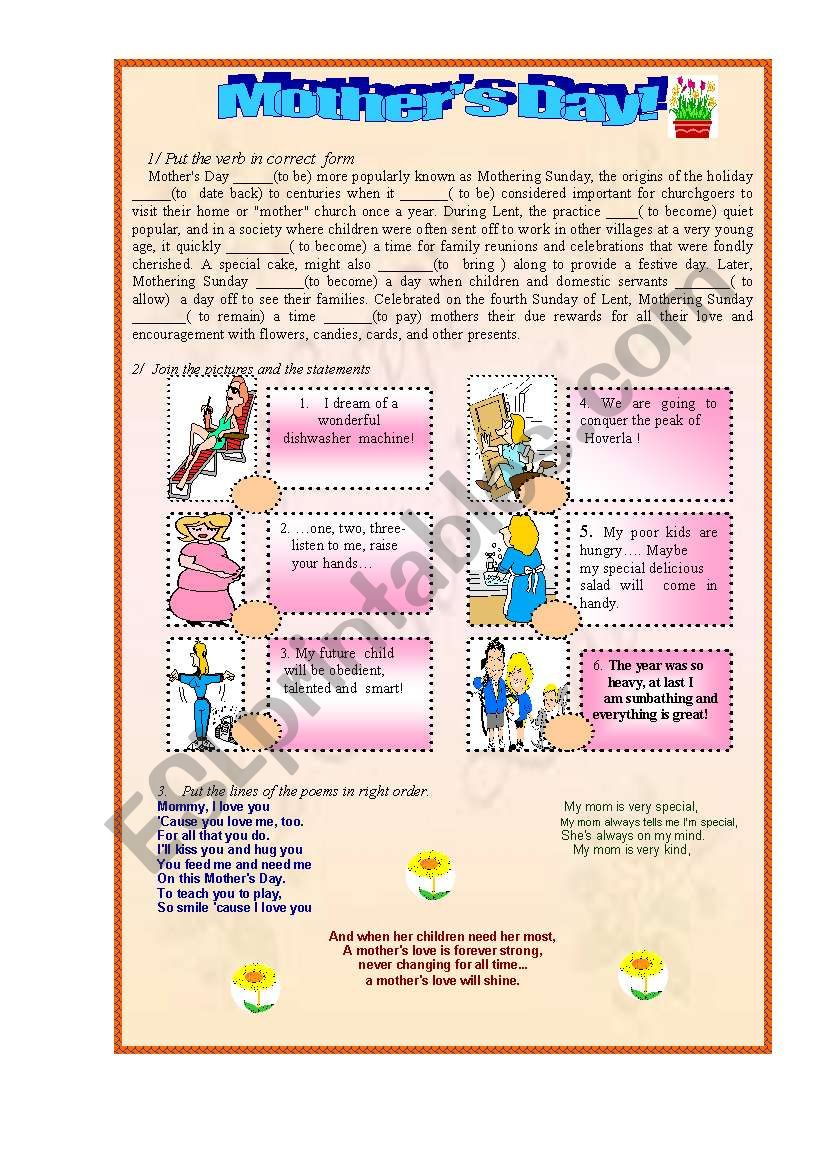 Mother´s Day! - ESL worksheet by myemma
