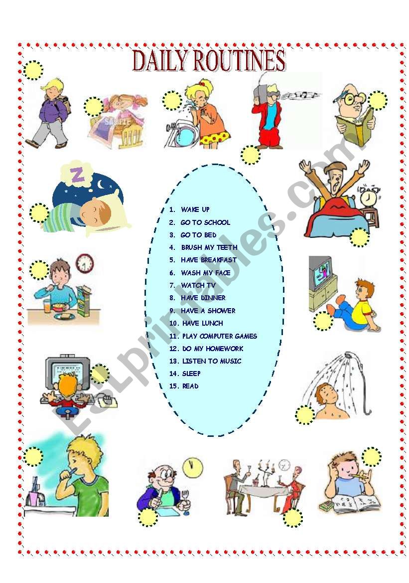DAILY ROUTINES ESL Worksheet By Danagrad