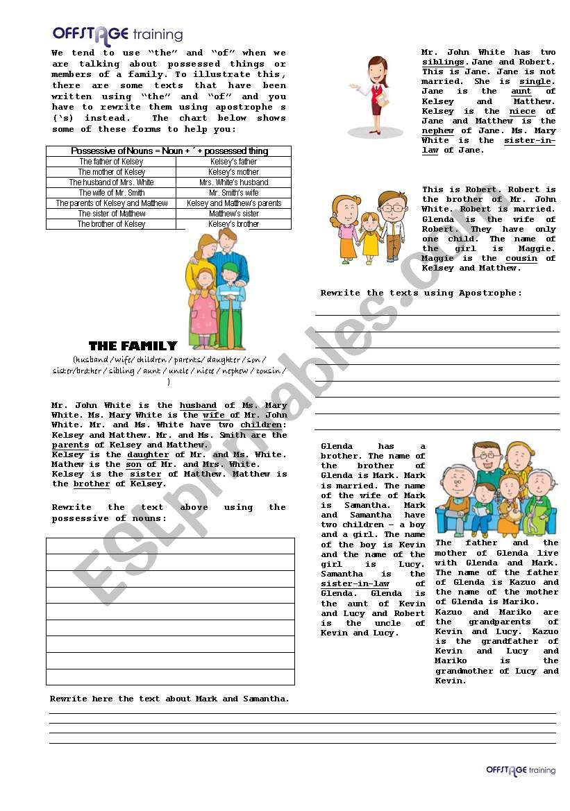 Family_Possessive of Nouns (´s) - ESL worksheet by offstage