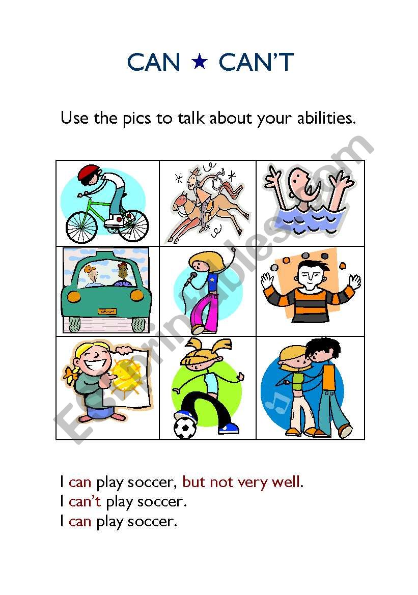 Can - Can´t - ESL worksheet by rogerioemiliano26