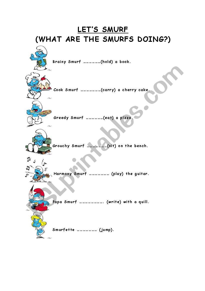 Let´s Smurf - ESL worksheet by kpantya