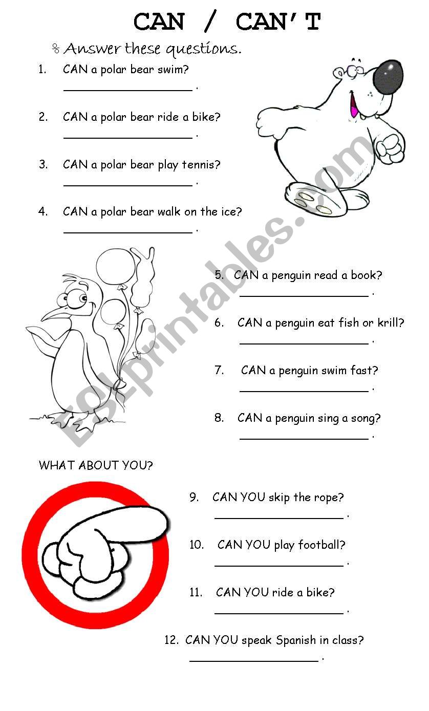 CAN/ CAN´T - ESL worksheet by Fabiola Salinas