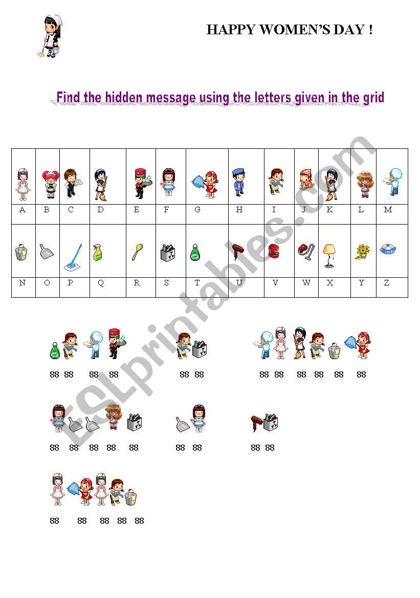happy women´s day cryptogram - ESL worksheet by storyteller
