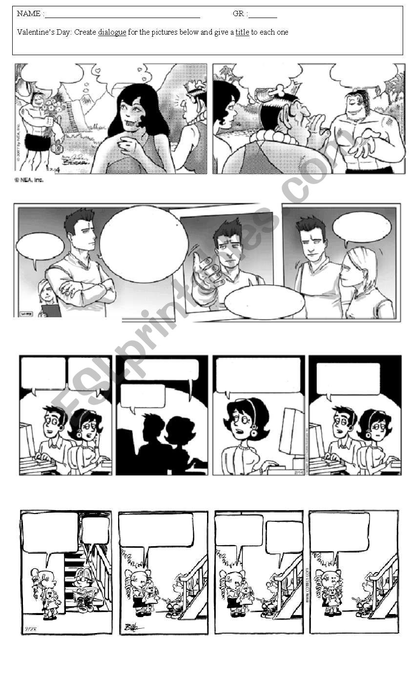 Comic Book Love (Valentine´s Day writing exercise) - ESL worksheet by _babz