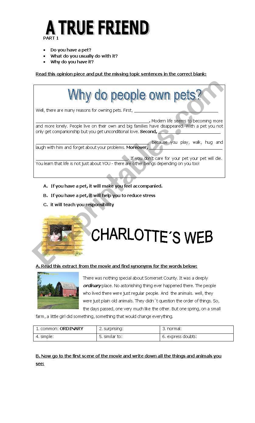 Charlotte´s Web Movie Guide - ESL worksheet by claro