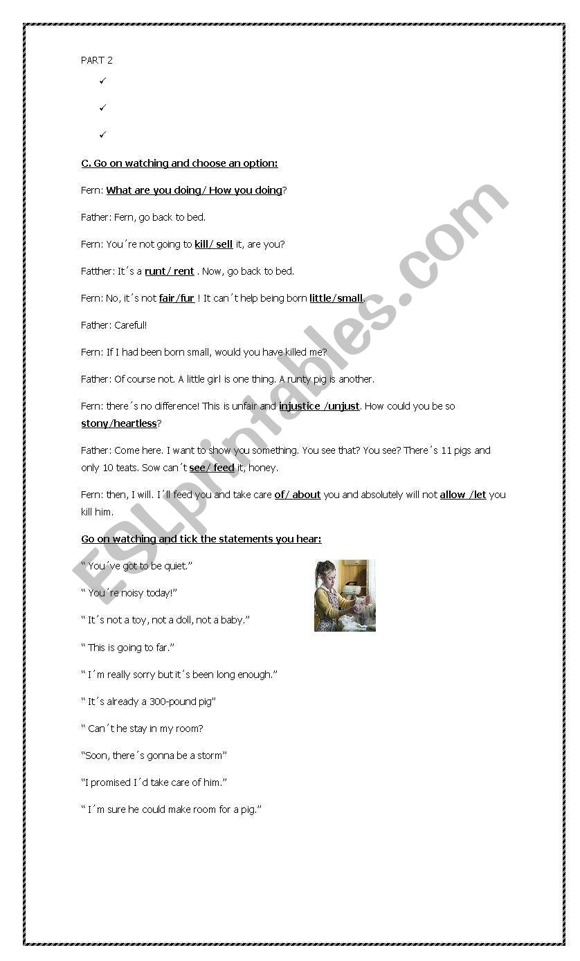 Charlotte´s web PART 2 - ESL worksheet by claro
