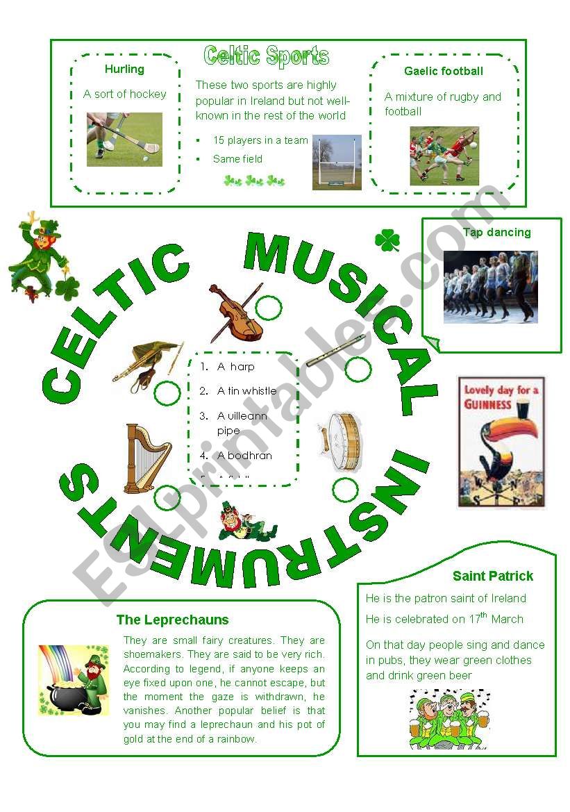 Ireland, part2 (out of 2), Celtic musical instruments and sports, the ...