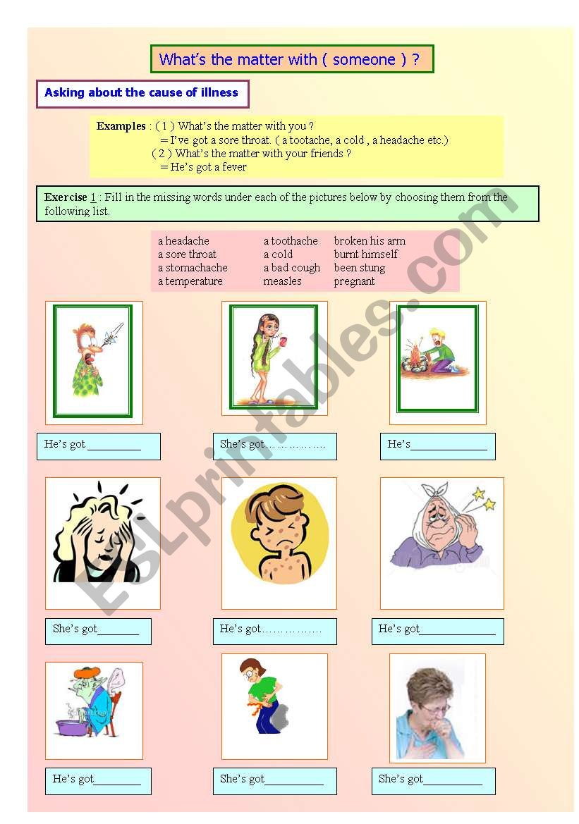 What´s the matter with ( someone ) ? - ESL worksheet by sawasdee