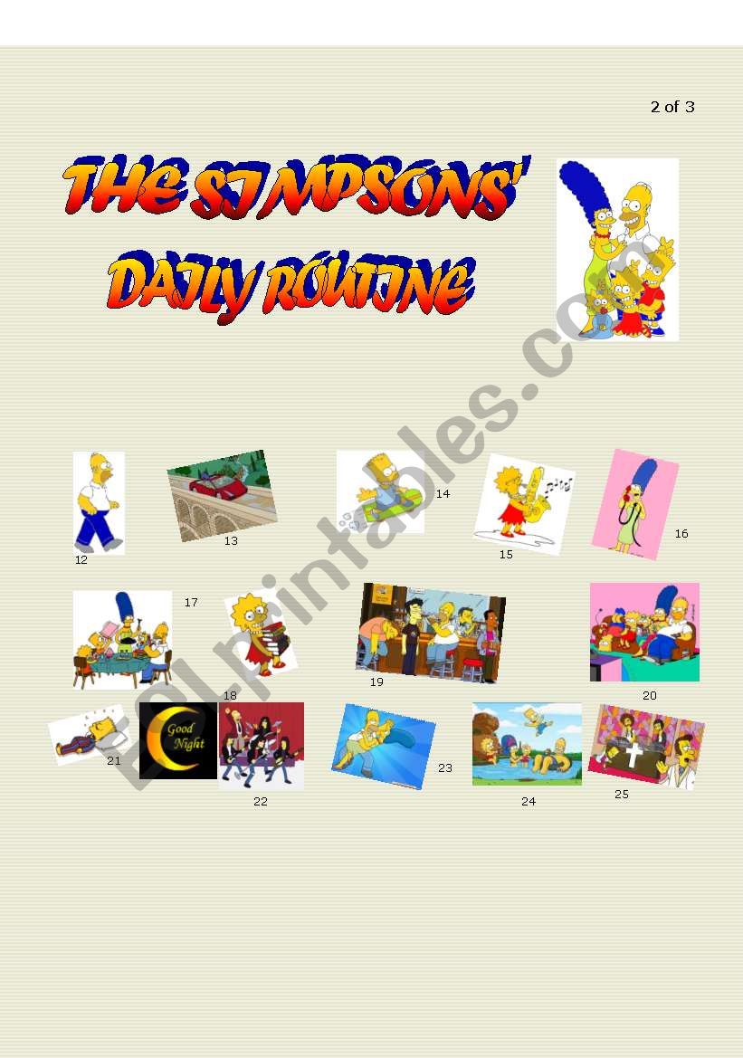 THE SIMPSONS´ DAILY ROUTINE (PART 2) - ESL worksheet by paula_esl