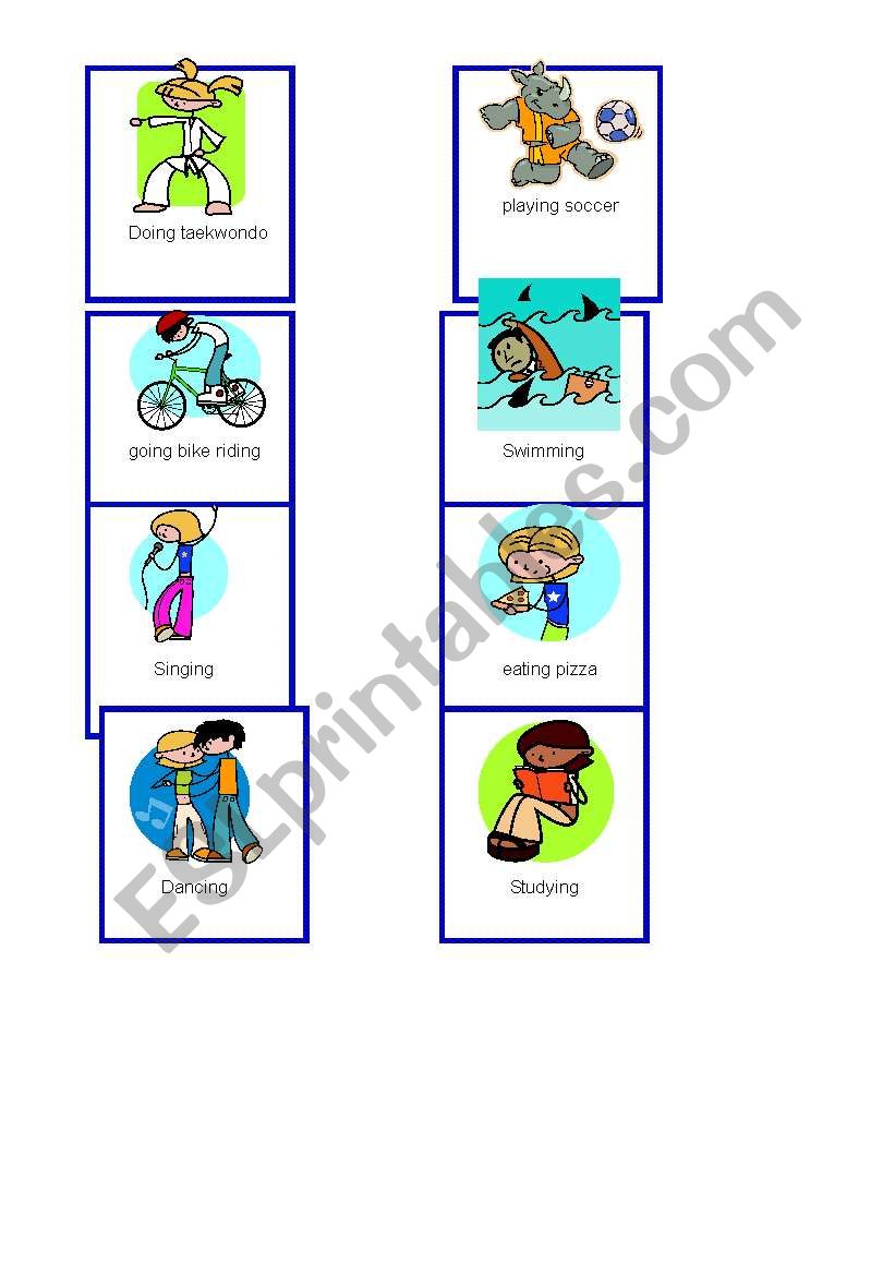 English Worksheets Present Continuous Cards