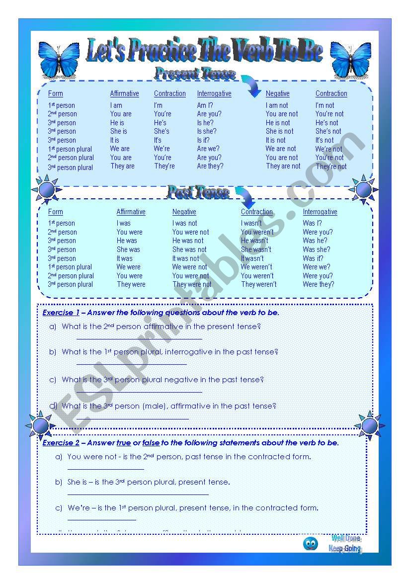 Let´s Practice The Verb To Be - ESL worksheet by mowells