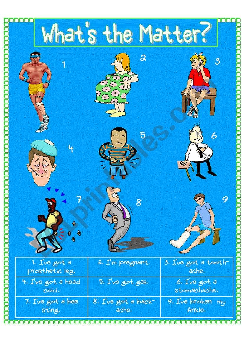 What´s the Matter? - ESL worksheet by susiebelle