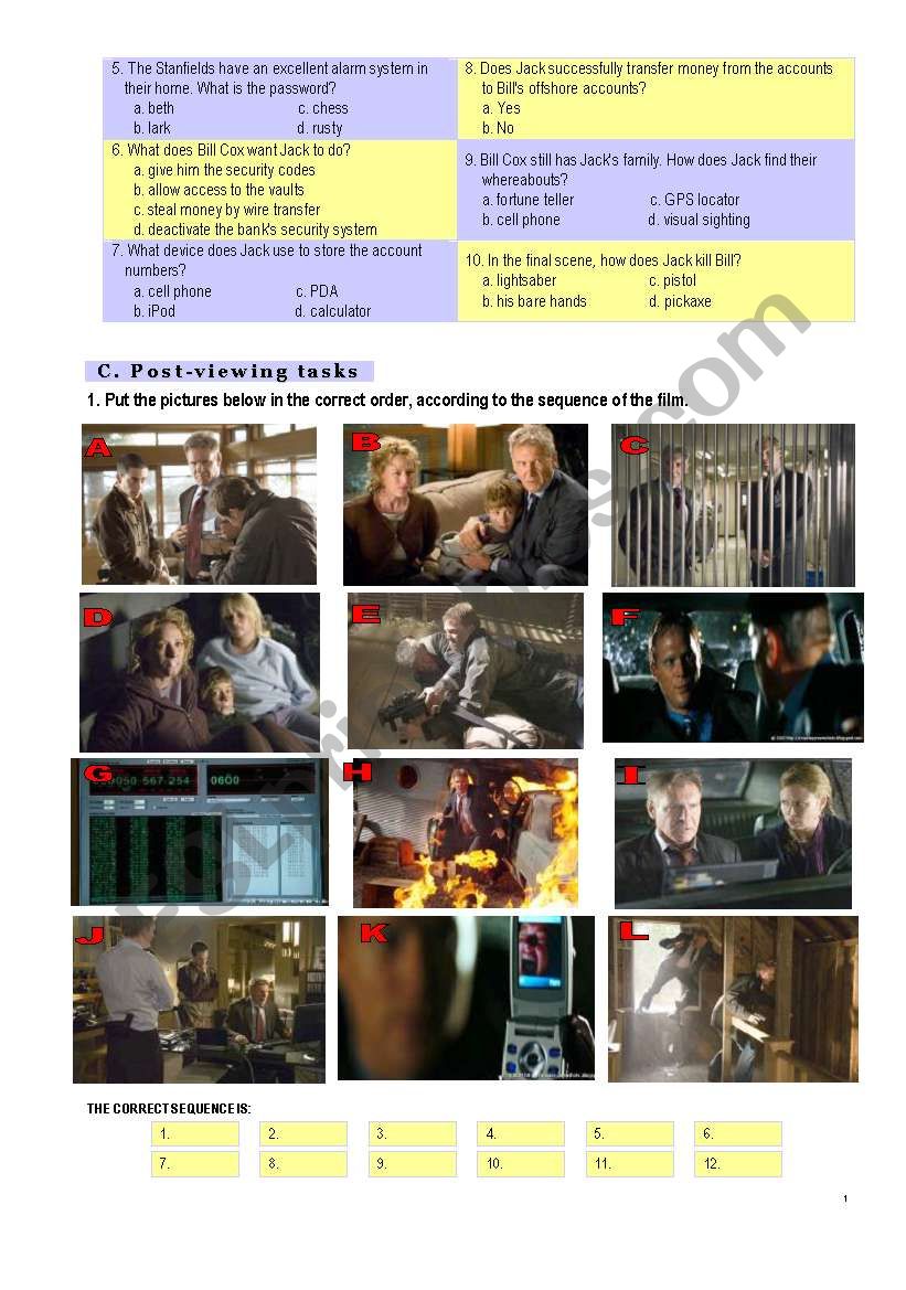 FILM PROJECT – “FIREWALL” – part 2 (4 pages, key included) - ESL ...