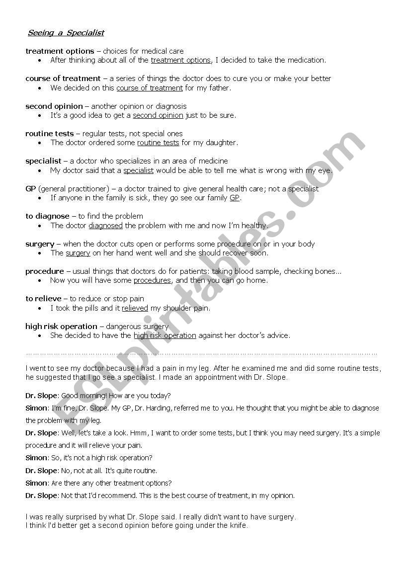 At the doctor´s - ESL worksheet by Lana.