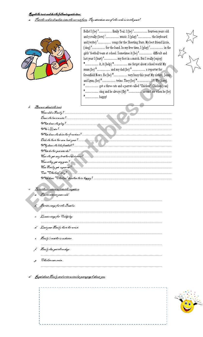 Emily´s life - ESL worksheet by lunilu3