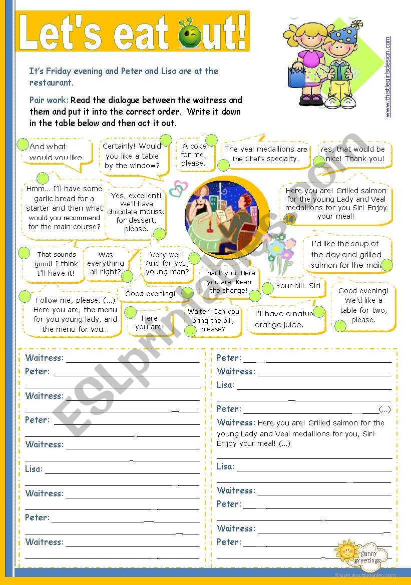 LetÂ´s eat out! - Reading + Writing + Speaking activity for ...