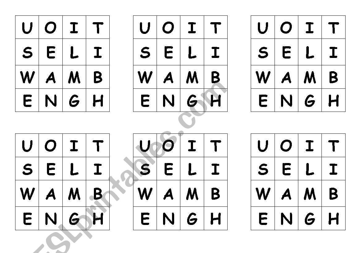 English worksheets: ´Boggle´ style spelling game filler