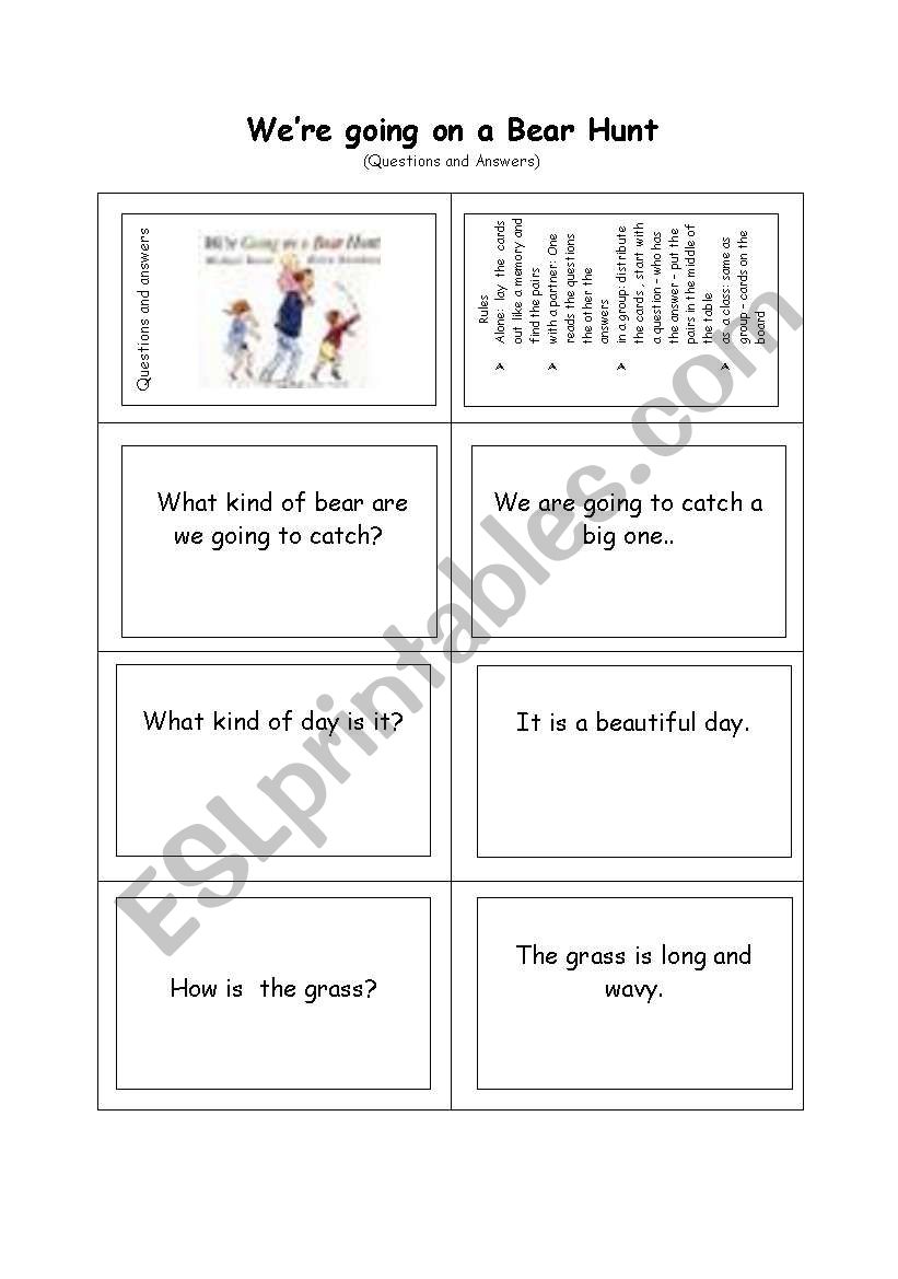 We´re going on a Bear Hunt,by Michael Rosen - ESL worksheet by metcalf