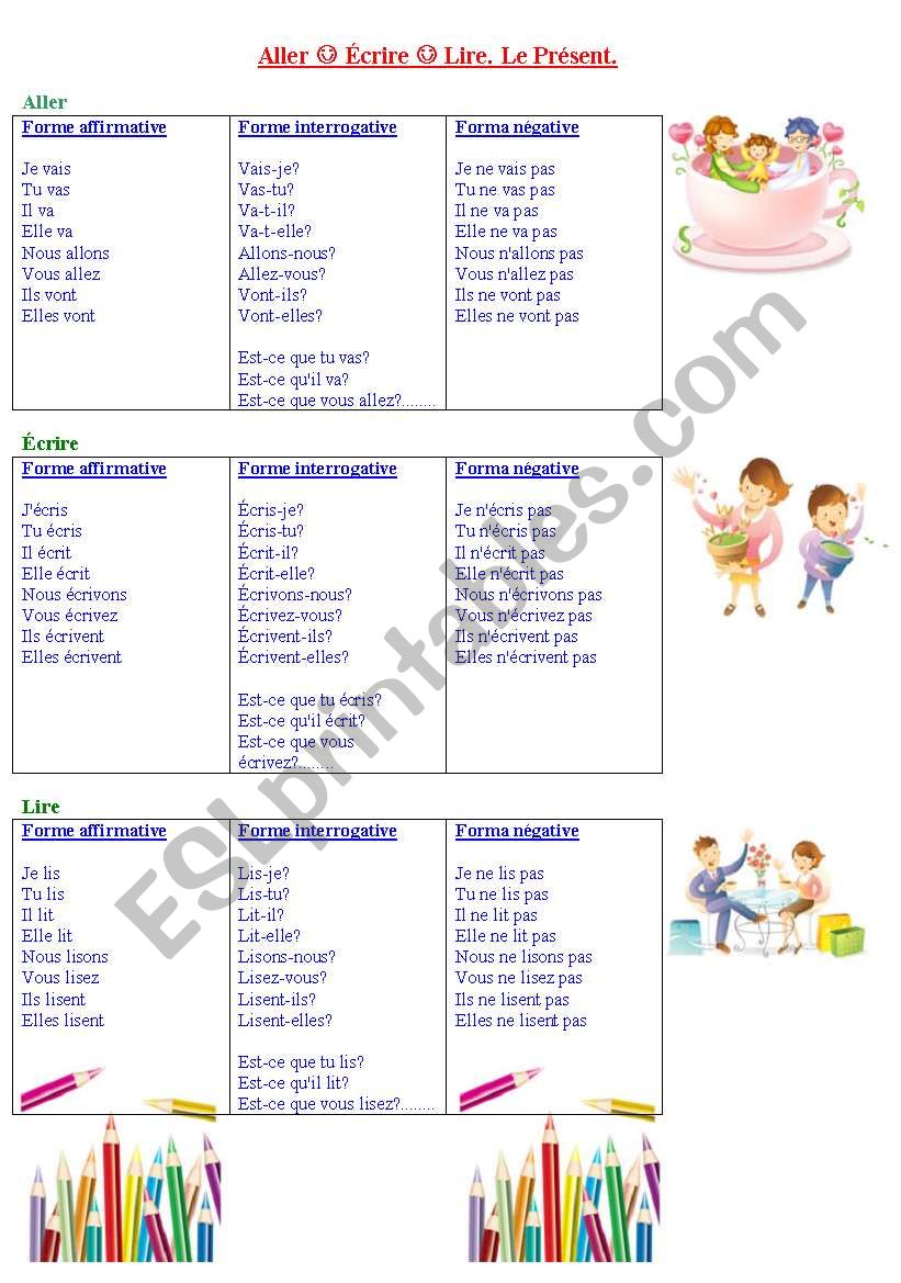 English worksheets: Le Présent.