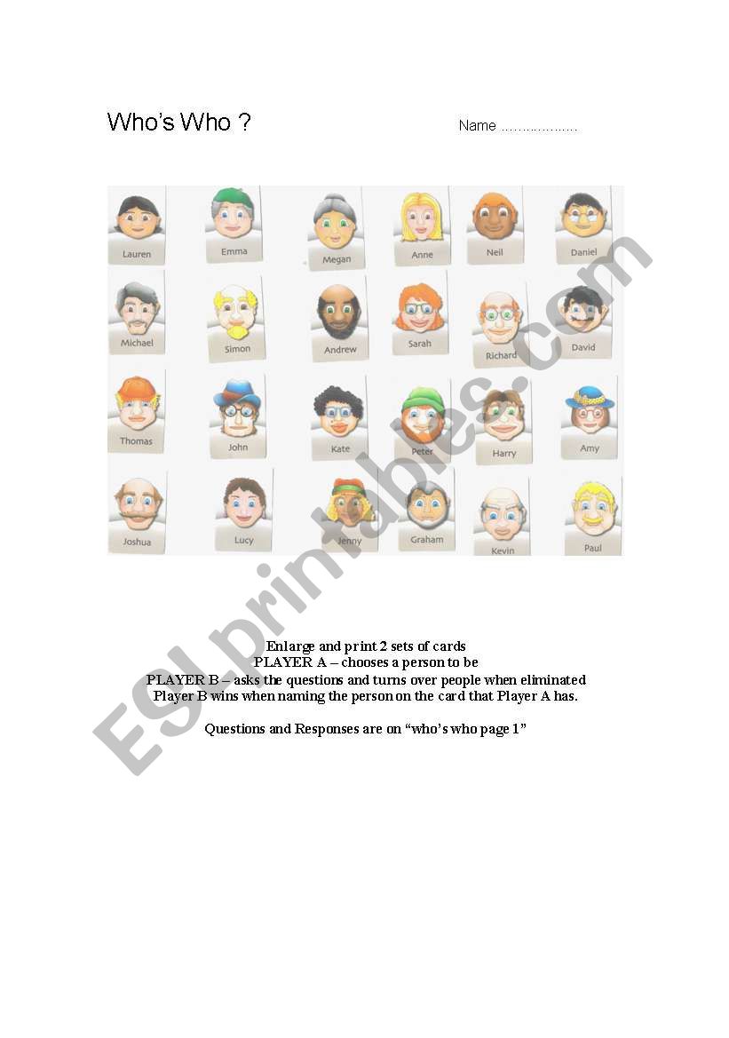 Who´s who? page2 - ESL worksheet by YvonneP