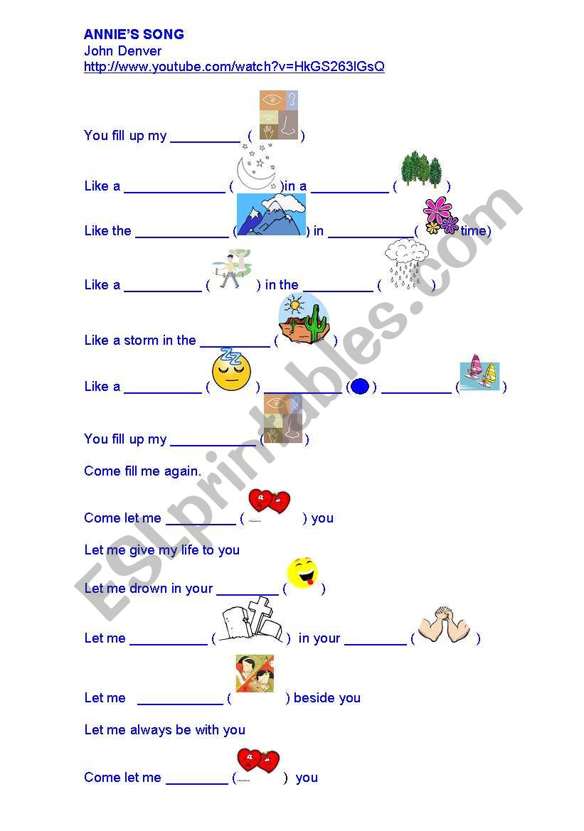 Annie´s song - John Denver - ESL worksheet by luisaluisa