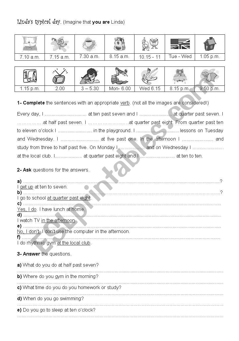 Lucy´s typical day - ESL worksheet by lacorinita
