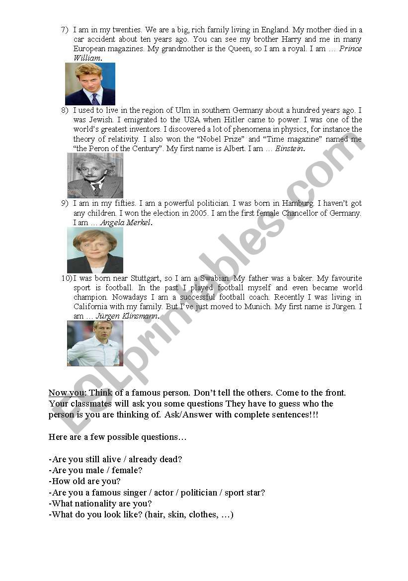 Famous Forehead Game: Celebrity Guessing Worksheet ALL ESL | atelier ... Famous Forehead Game: Celebrity Guessing Worksheet ALL ESL | atelier ...