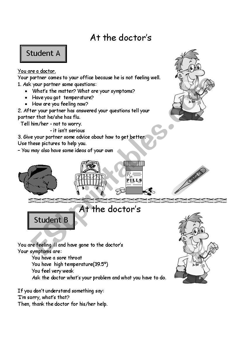 At the doctor´s Speaking practice - ESL worksheet by magdita
