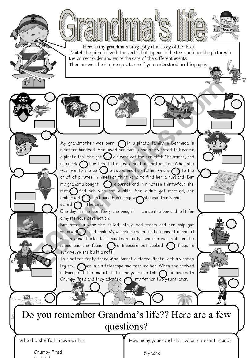 A pirate´s life (2 pages) - ESL worksheet by jamiejules