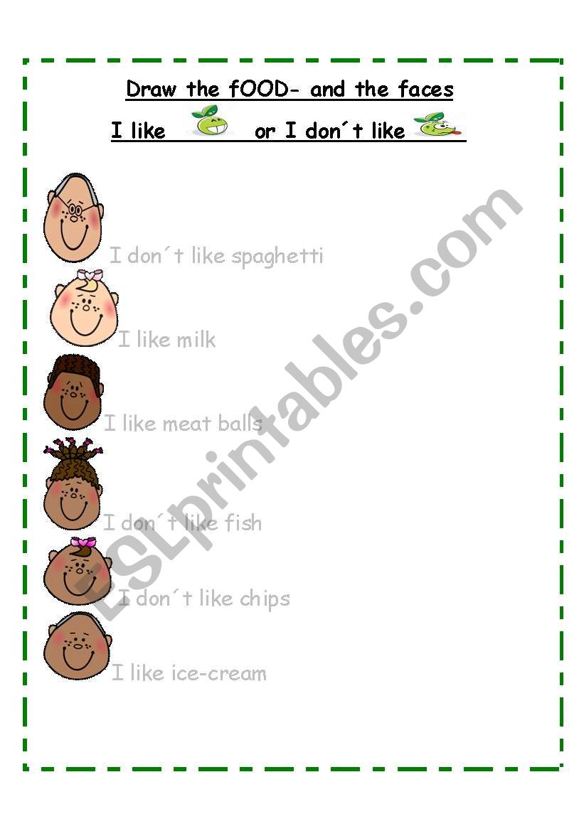 Food: I like and I don´t like - ESL worksheet by macanolo