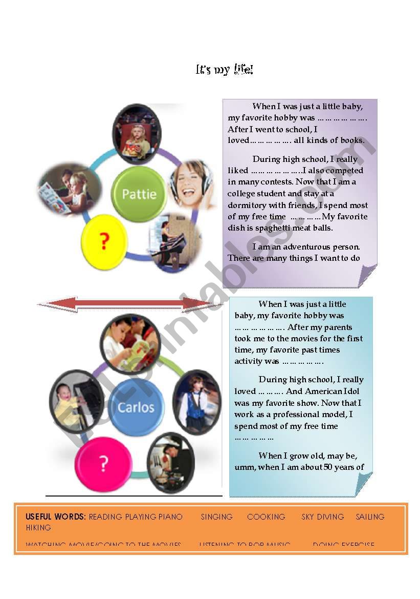 English worksheets: It´s my life