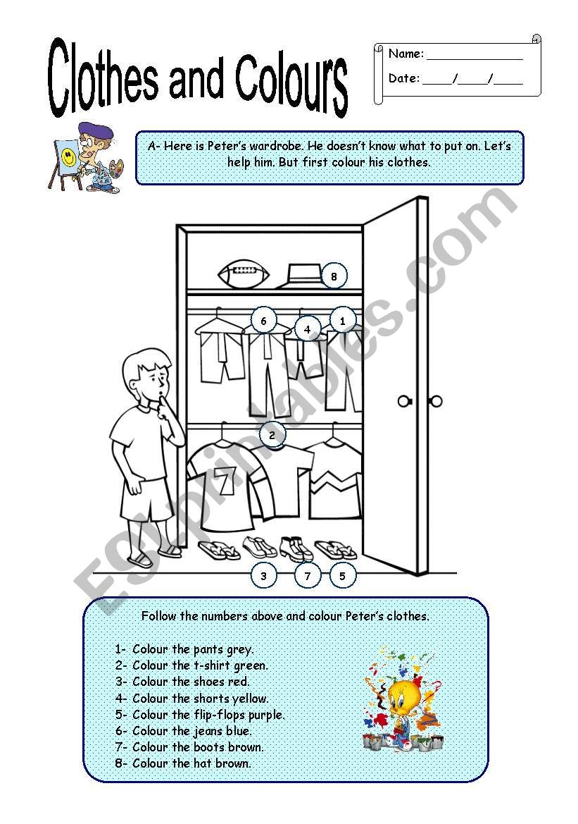 Peter´s wardrobe - ESL worksheet by achadinha
