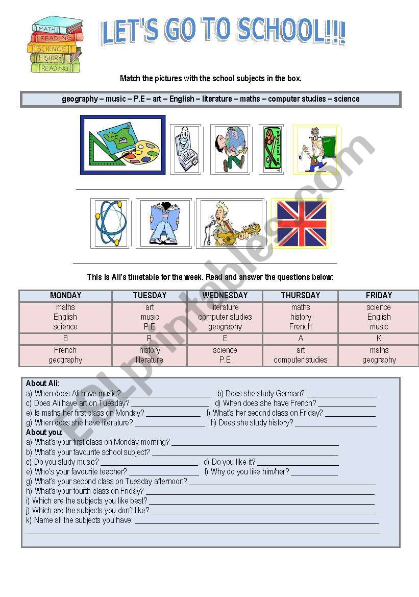 Let´s go to school - ESL worksheet by Nuria08