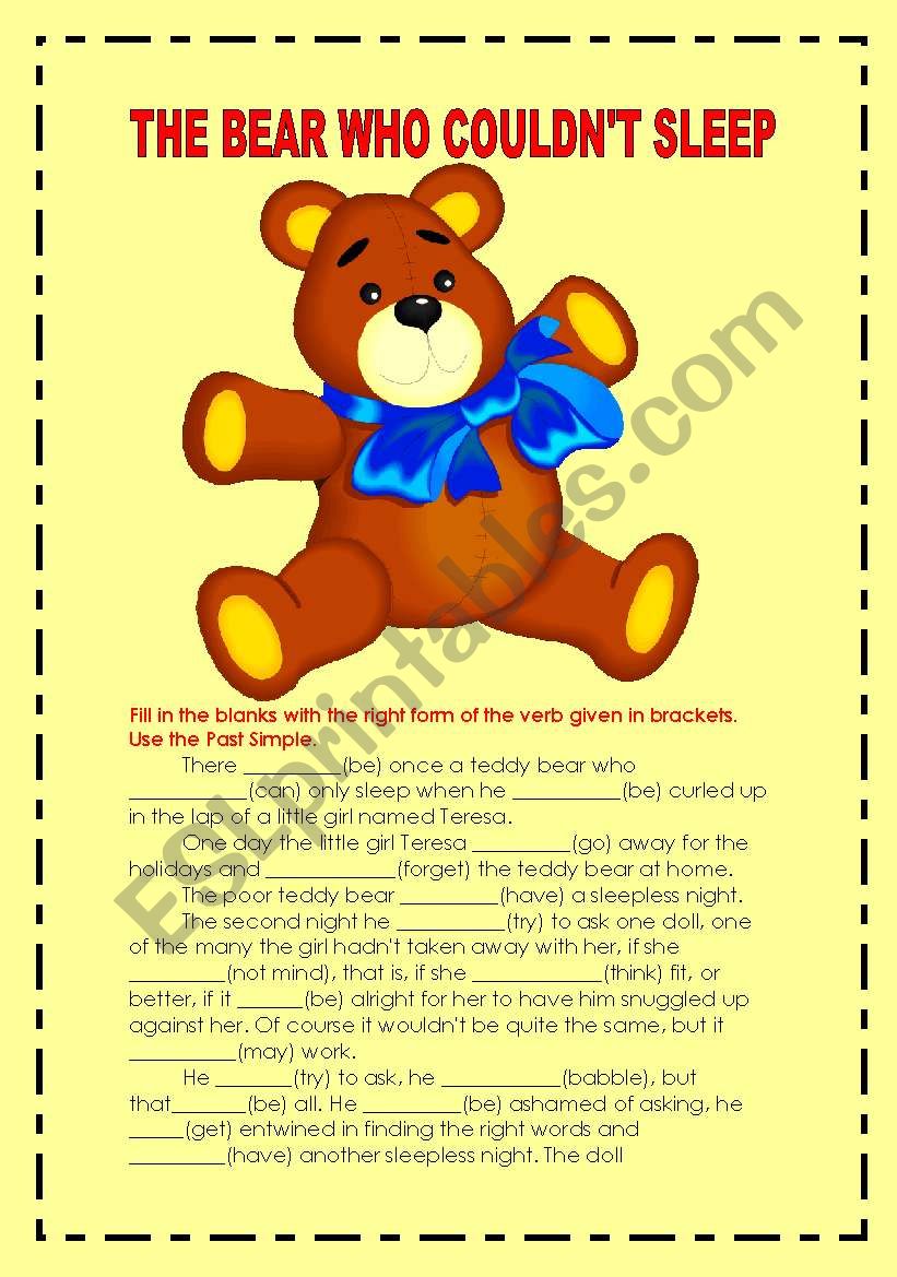 STORY TIME - "THE BEAR WHO COULDNÂ´T SLEEP" - ESL worksheet by macomabi