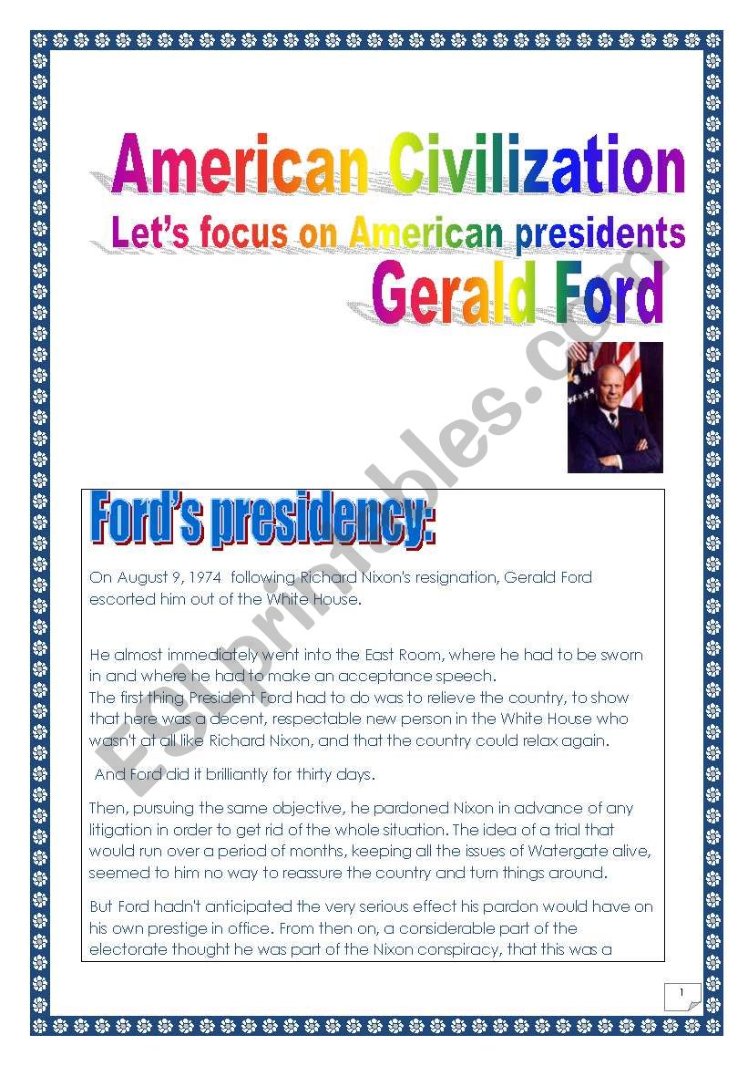 American CIVILIZATION series (n°2) = Gerald Ford´s presidency ...