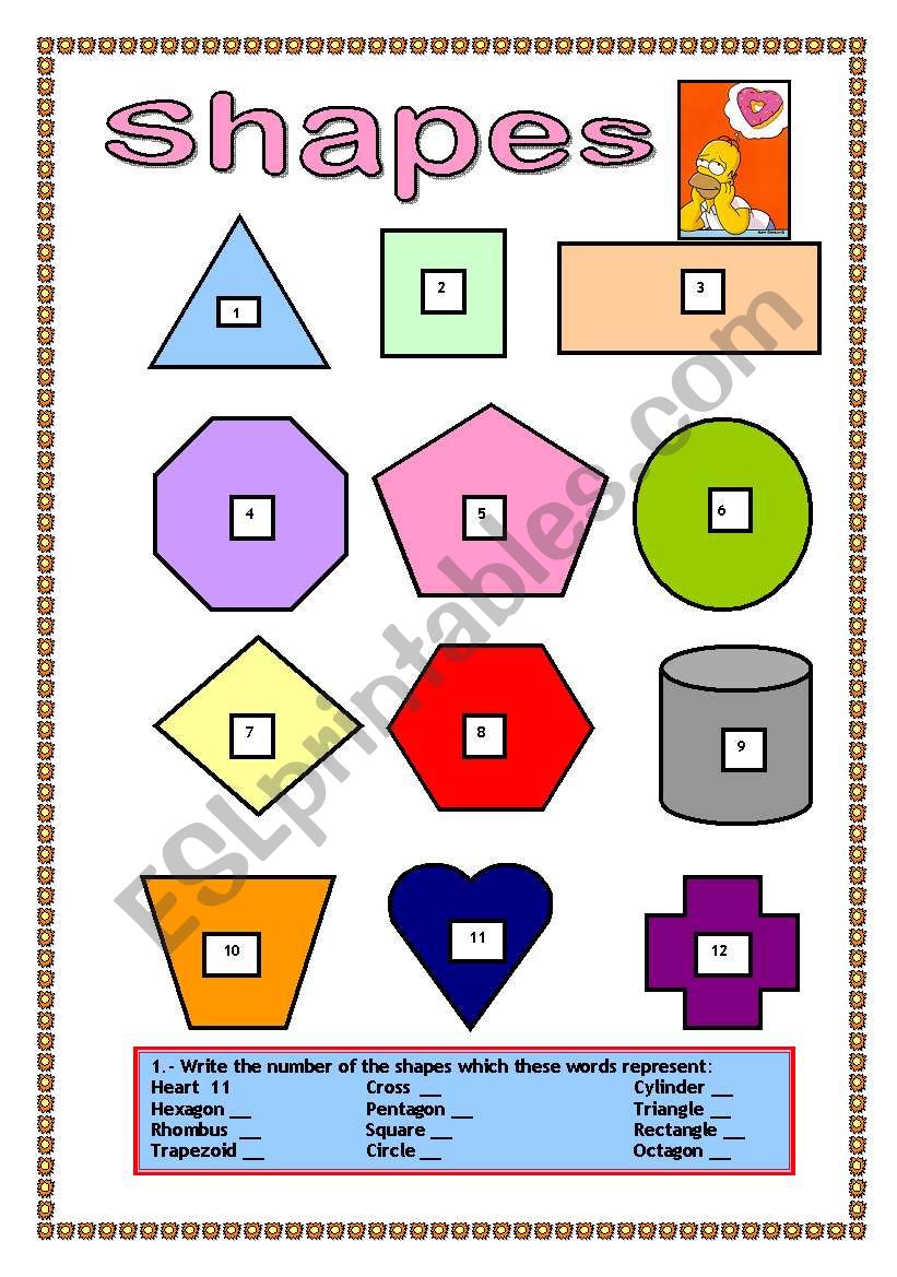 SHAPES IN THE SIMPSONS´ LIFE (1) 20.04.2009 - ESL worksheet by JUANBEGI