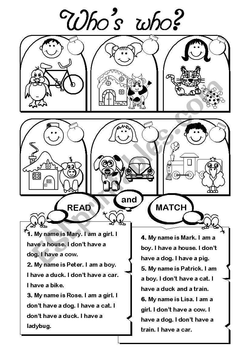 Who´s who? (´to have´ practice) - ESL worksheet by gabitza