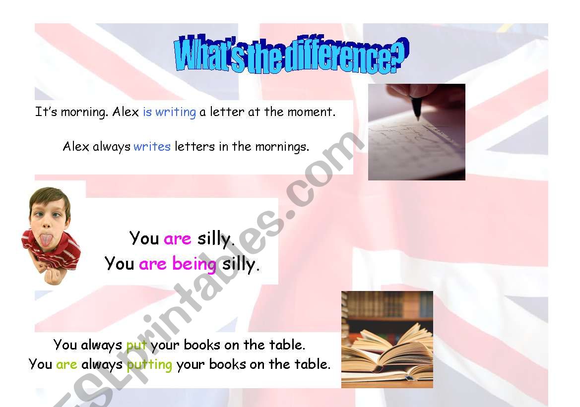 English worksheets: what´s the difference? Pr.Simple vs Pr.Continuous
