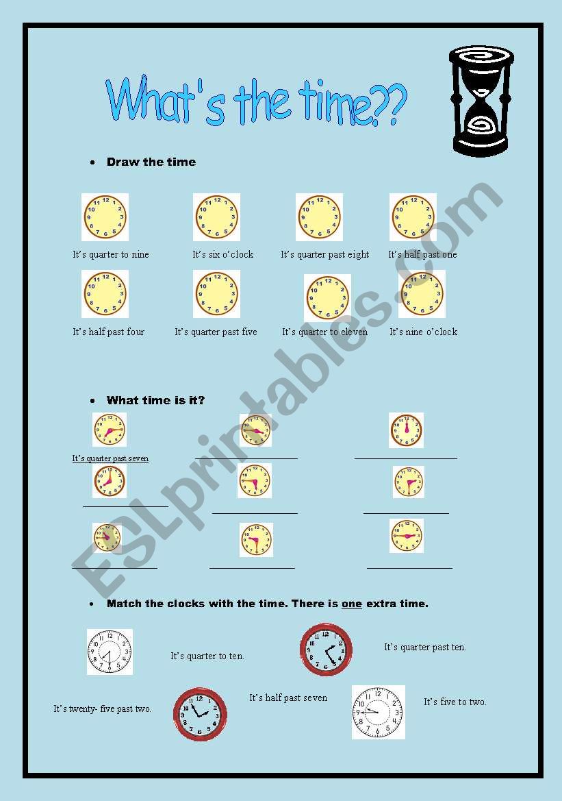 What´s the time? - ESL worksheet by menagarcia