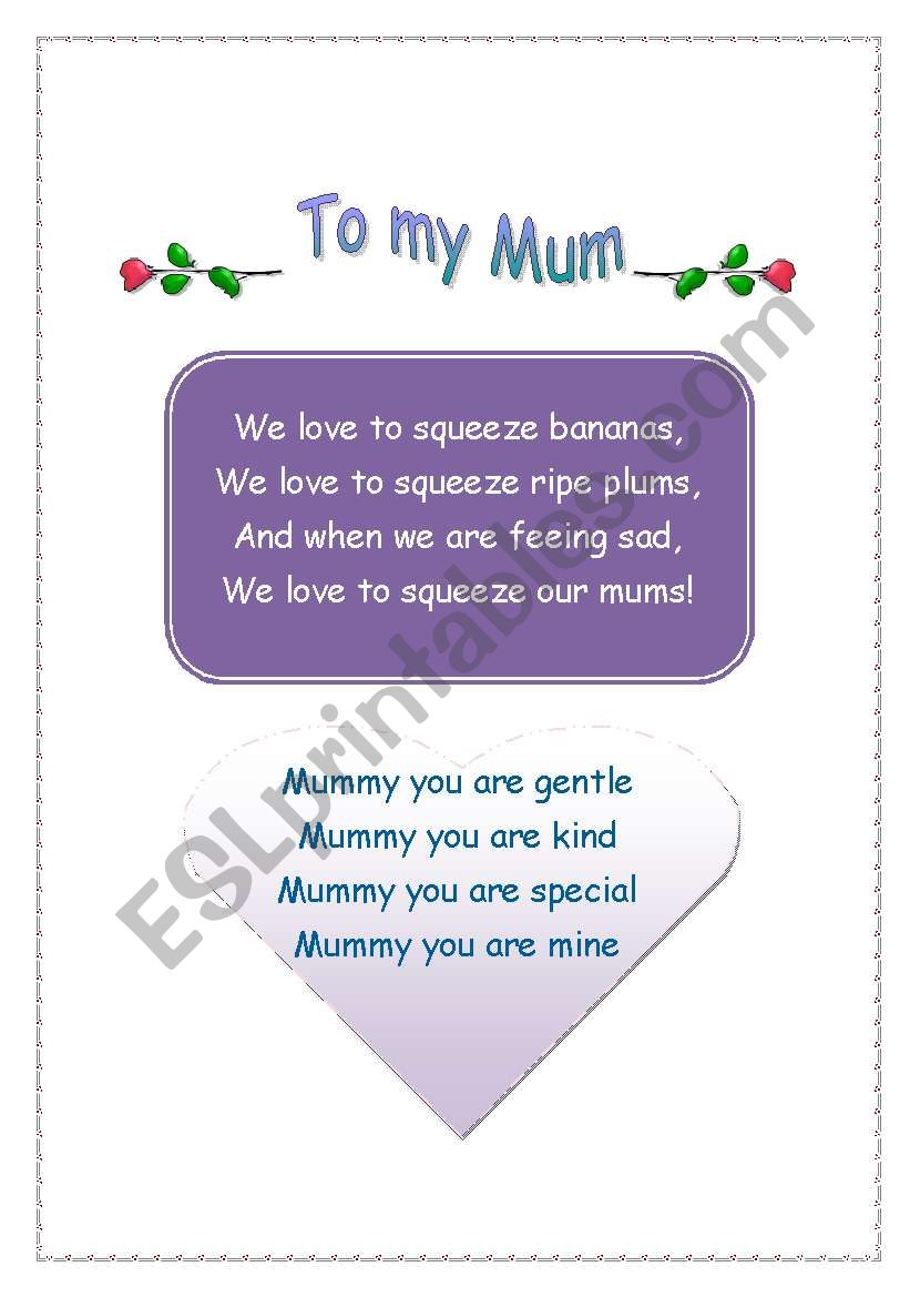 Mother´s Day rhymes - ESL worksheet by littlecityblue