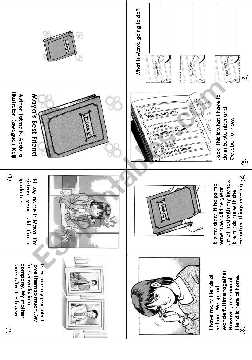 Maya´s Diary (Mini Book) - ESL worksheet by DedicatedTeacher