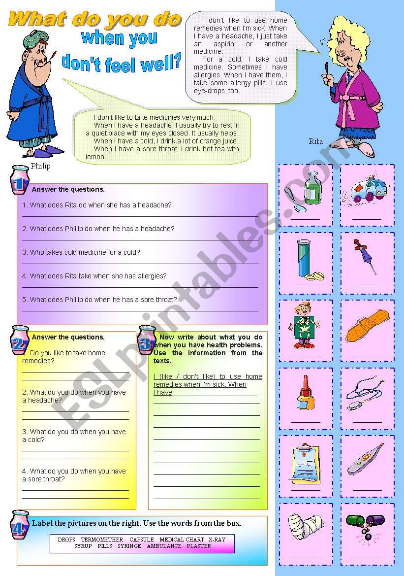 What do you do when you don´t feel well? - ESL worksheet by Doroteia (F)