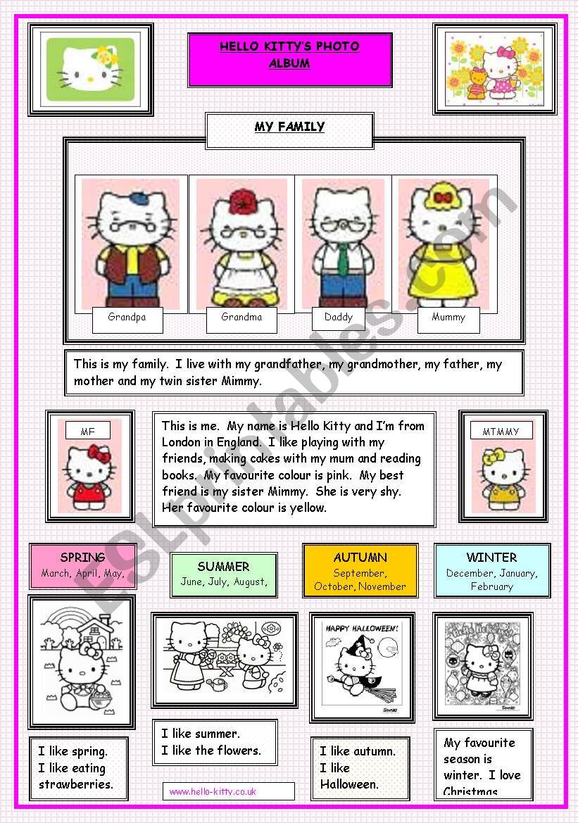 Hello Kitty´s Photo Album (1 of 2) - ESL worksheet by sazzag